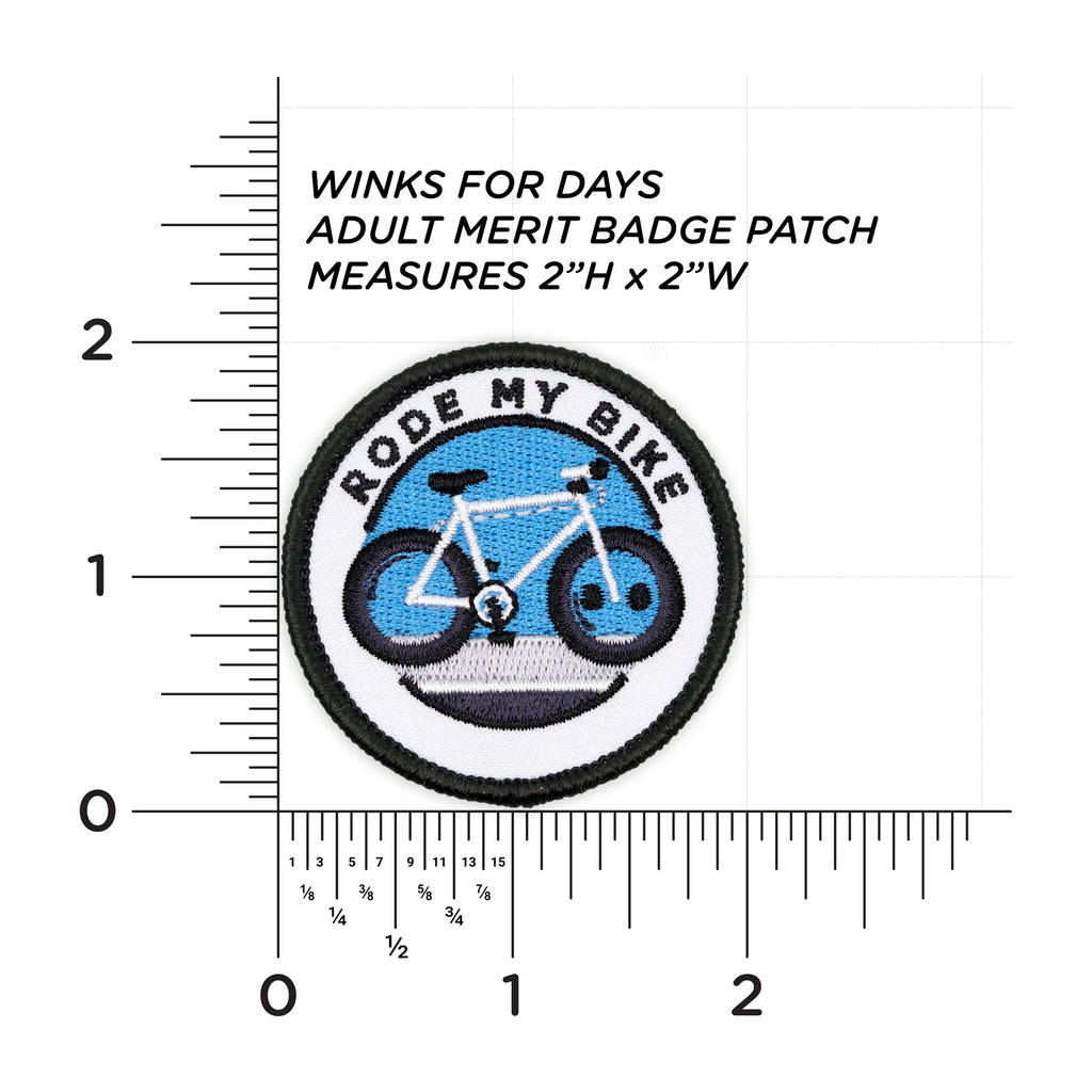 Adulting Merit Badge Embroidered Iron-On Patch (Rode My Bike) – Winks For Days