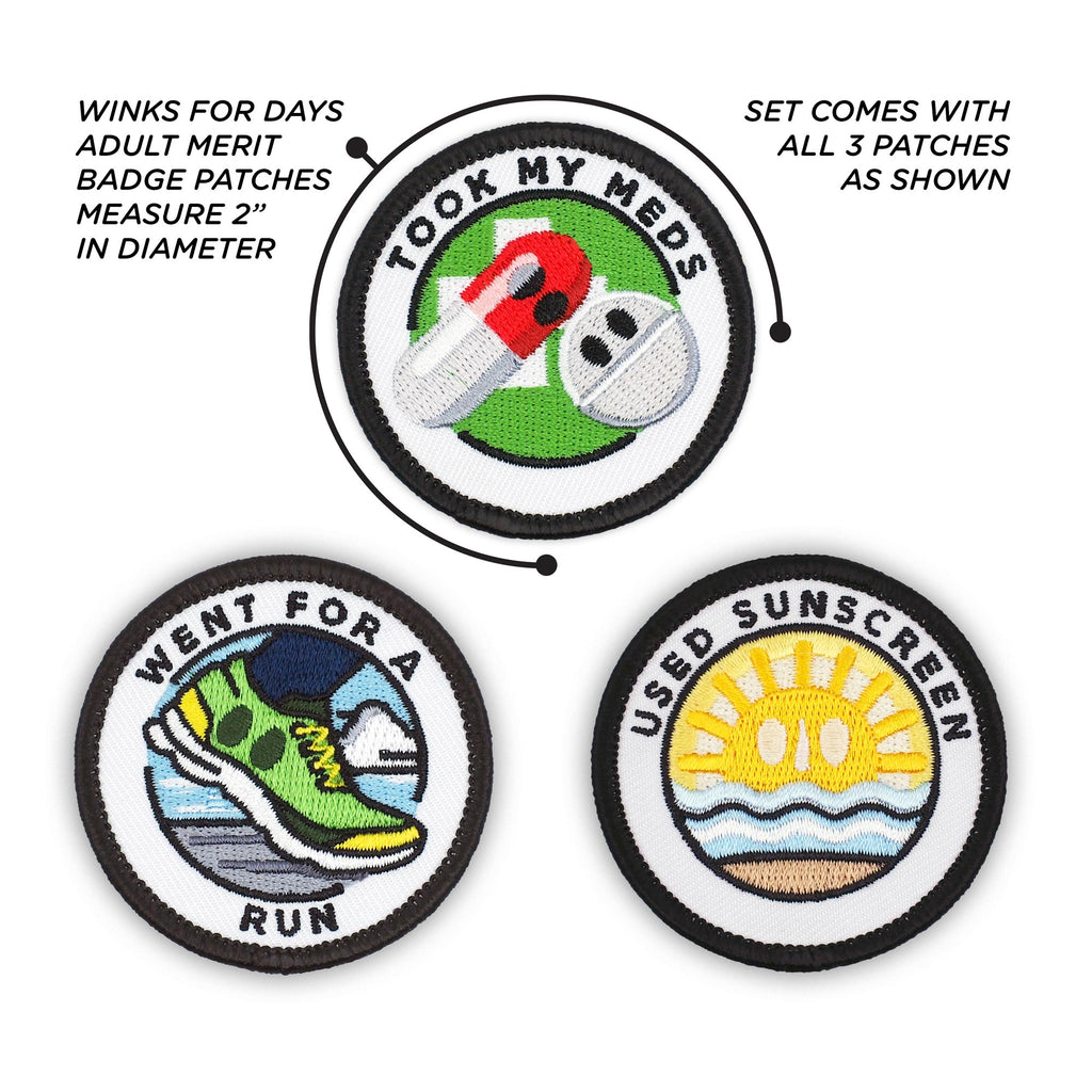 Adulting Merit Badge Embroidered Iron-On Patches (Health - Set 4 ...