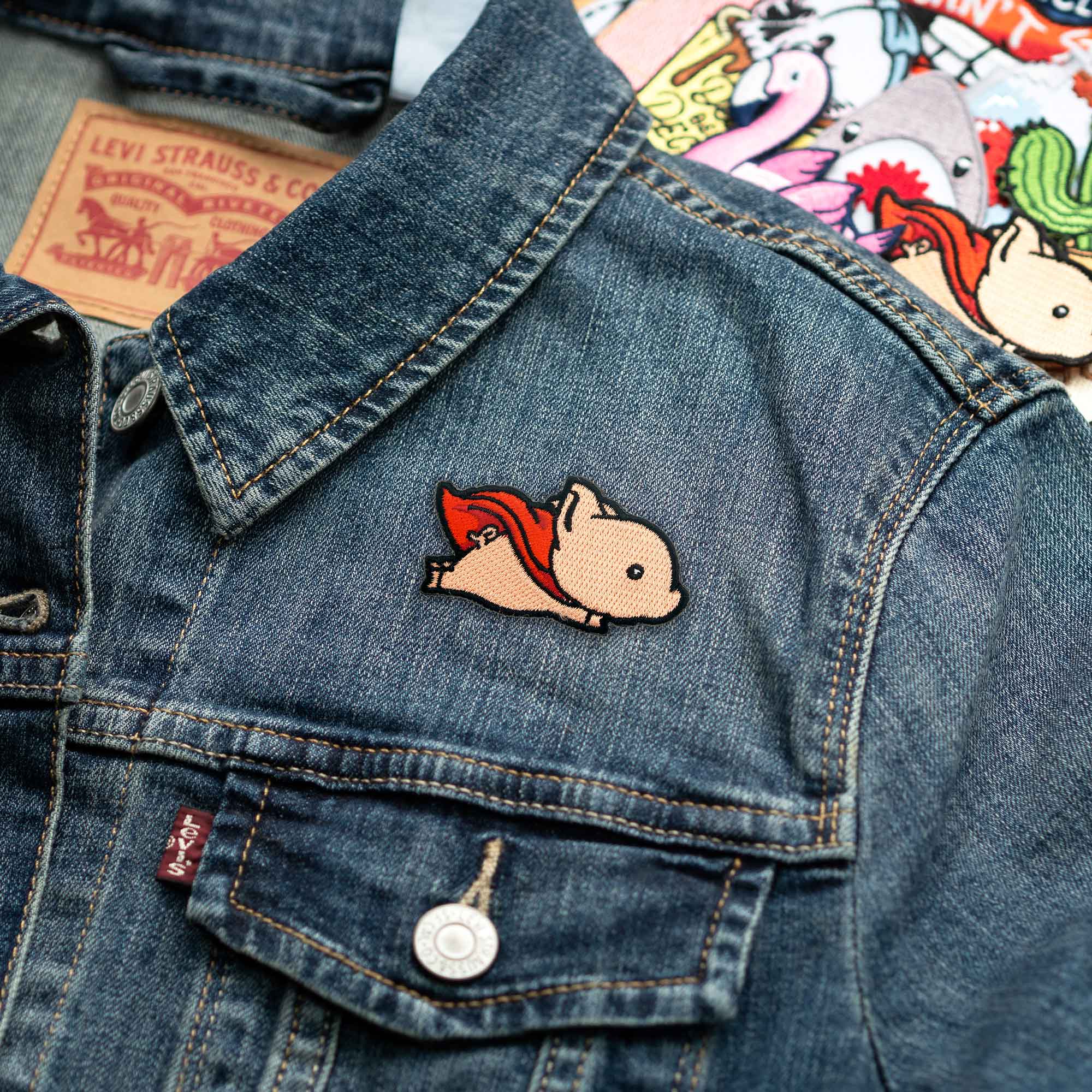 Flying Pig With Red Superhero Cape Embroidered Iron-On Patch – Winks ...
