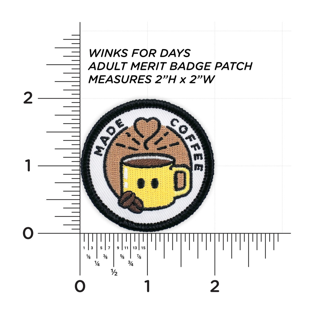 Adulting Merit Badge Embroidered Iron-On Patch (Made Coffee) – Winks ...