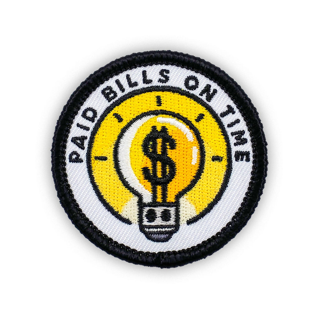 Adulting Merit Badge Embroidered Iron-On Patch (Paid Bills on Time ...