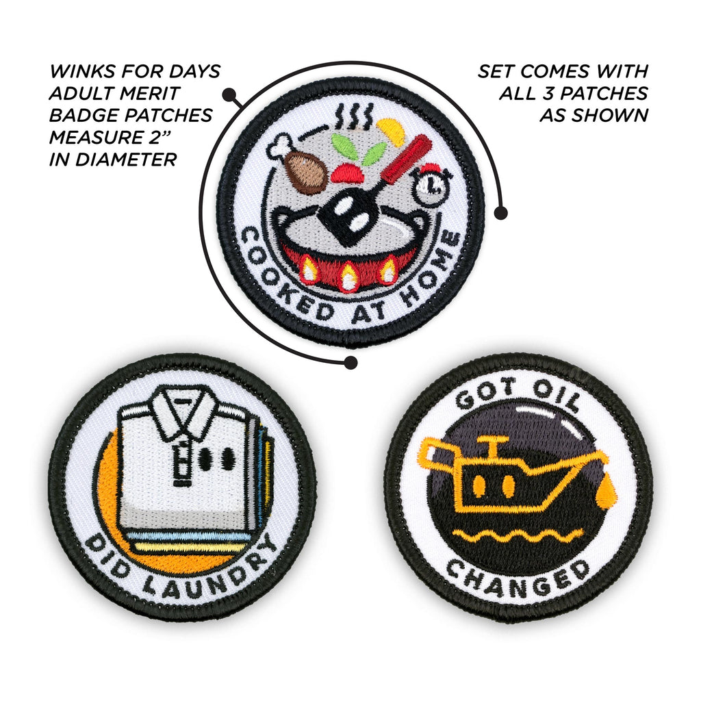 Adulting Merit Badge Embroidered Iron-On Patches (Responsibilities - S ...